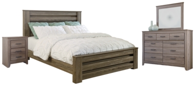 Zelen Panel Bed with Dresser Mirror and Nightstand | Ashley