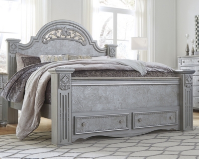 Zolena King Poster Bed with Storage | Ashley