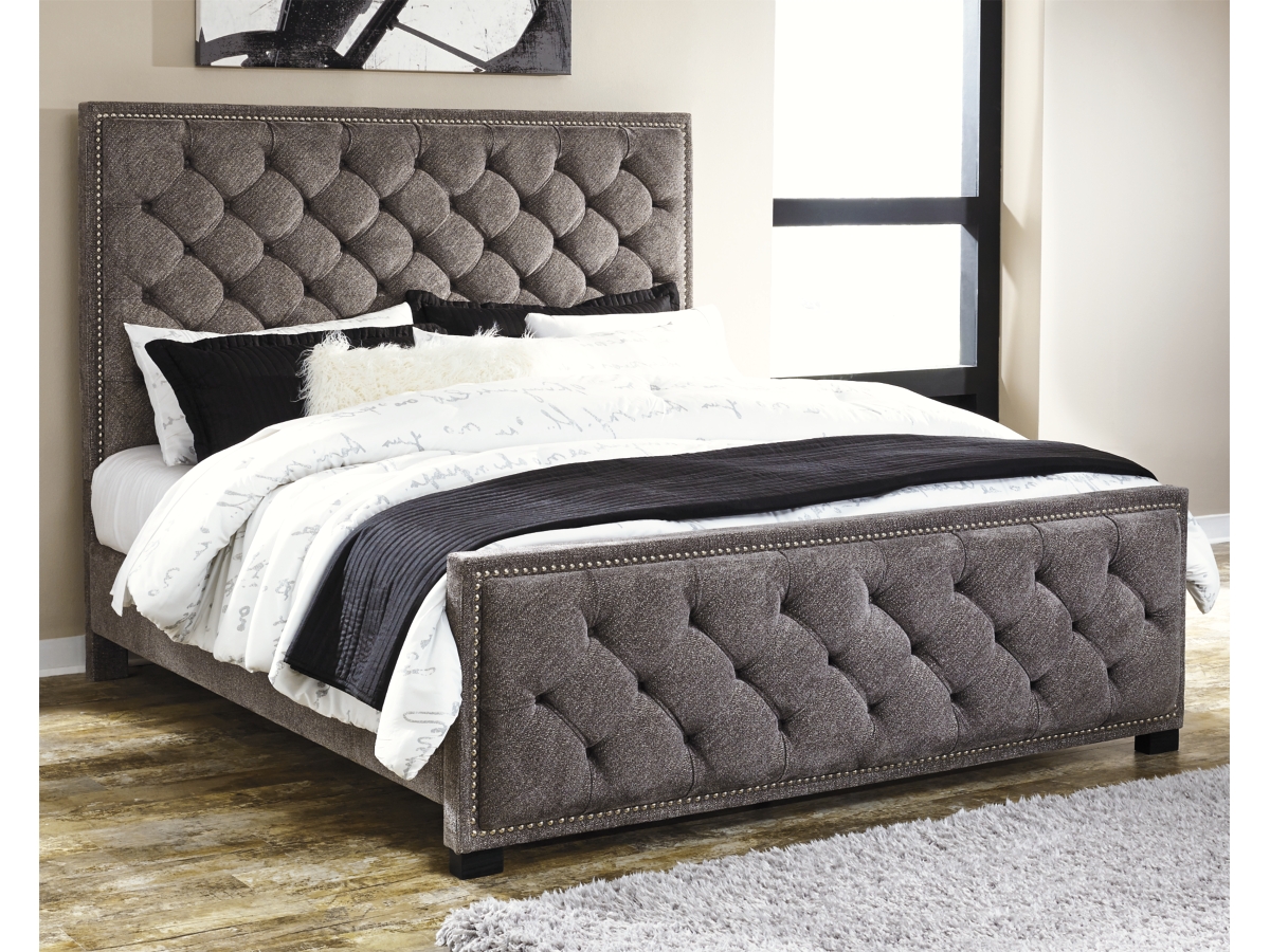Grey upholstered bed ashley furniture store