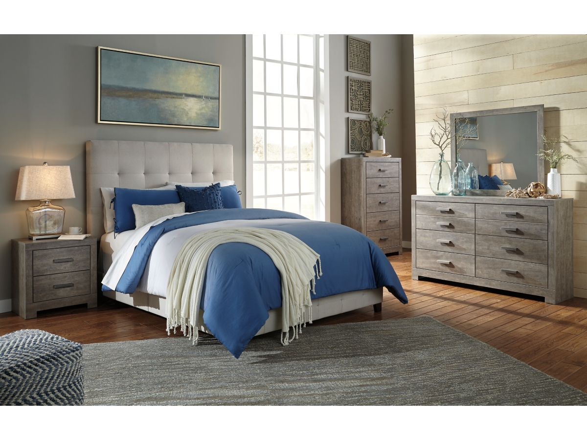 Dolante King Upholstered Bed with 8 Memory Foam Mattress in a Box Ashley