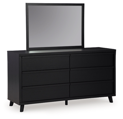 Danziar Queen Panel Bed with Mirrored Dresser Ashley