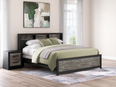 Click here for Jonnifer King Bookcase Panel Bed  Black/Gray prices