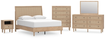 Click here for Cielden Queen Panel Bed with Mirrored Dresser  Che... prices