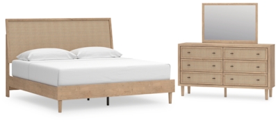 Click here for Cielden King Panel Bed with Mirrored Dresser  Two-... prices