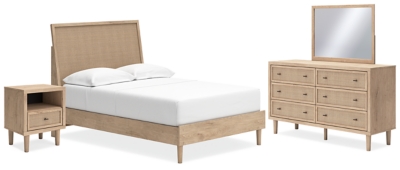 Click here for Cielden Full Panel Bed with Mirrored Dresser and N... prices