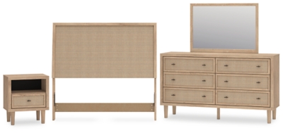 Click here for Cielden Full Upholstered Panel Bed with Mirrored D... prices