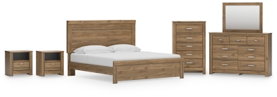 Click here for Zanbrook King Panel Bed with Mirrored Dresser  Che... prices