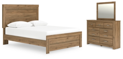 Click here for Zanbrook Queen Panel Bed with Mirrored Dresser  Br... prices