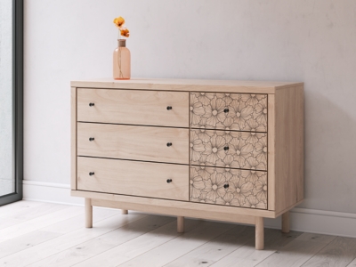 Click here for Shapella 6 Drawer Dresser and Mirror  Tan prices