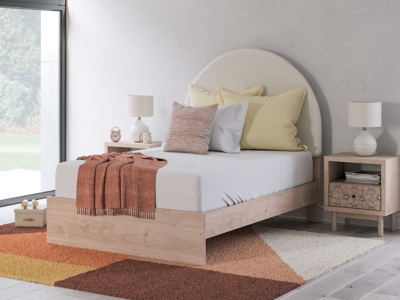 Click here for Shapella Full Upholstered Panel Bed  Tan/White prices