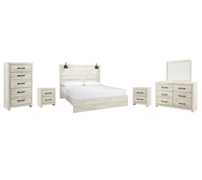 Click here for Cambeck King Panel Bed with Mirrored Dresser  Ches... prices