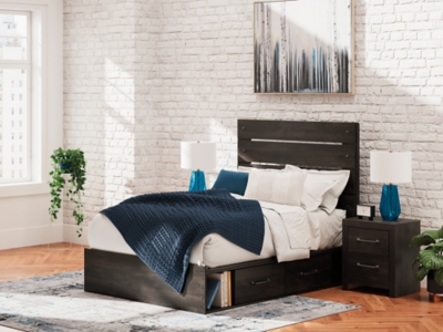 Click here for Delmorta Full Panel Bed with Storage  Dark Gray prices