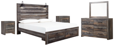 Click here for Drystan King Panel Bed with Storage with Mirrored... prices