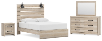 Click here for Senbry Queen Panel Bed with Mirrored Dresser and N... prices