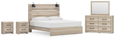 Click here for Senbry King Panel Bed with Mirrored Dresser and 2... prices