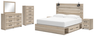 Click here for Senbry King Panel Bed with Mirrored Dresser  Chest... prices