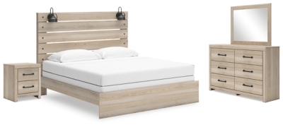 Click here for Senbry King Panel Bed with Mirrored Dresser and Ni... prices