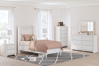 Click here for Mollviney Twin Panel Bed with Mirrored Dresser  Ch... prices