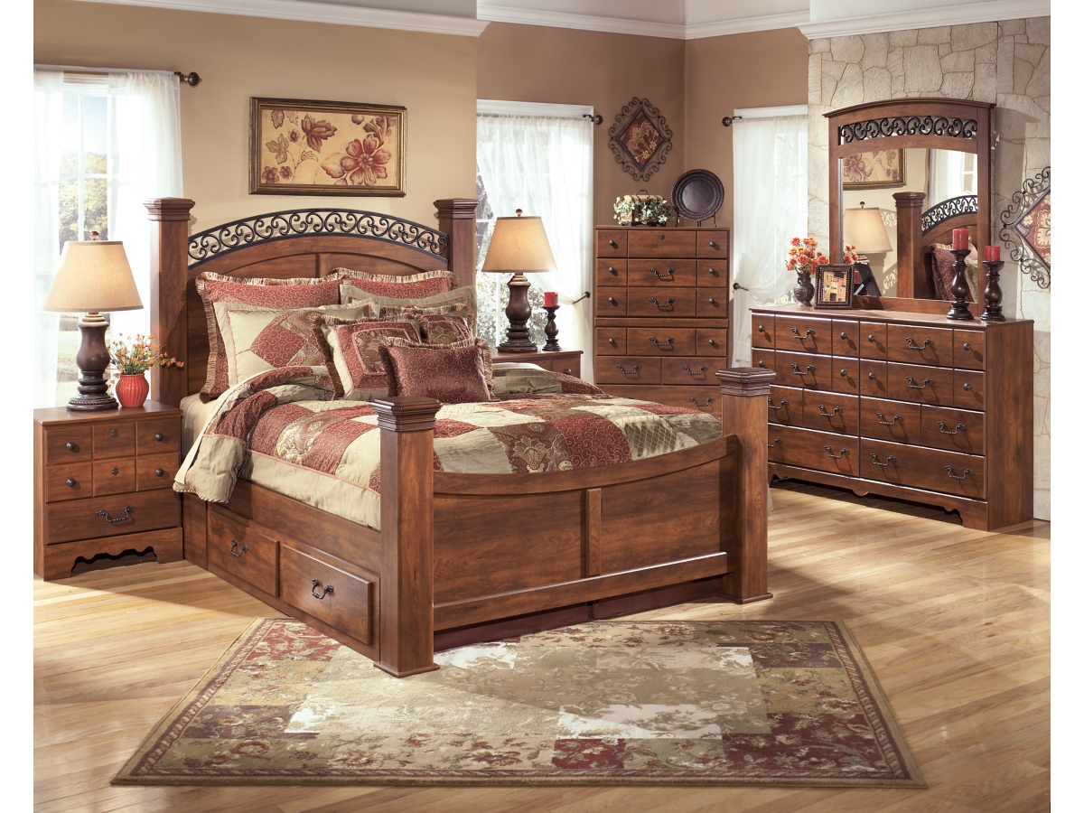 Timberline King Poster Bed with Storage Ashley