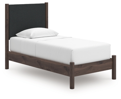 Click here for Cadmori Twin Upholstered Panel Platform Bed  Brown prices