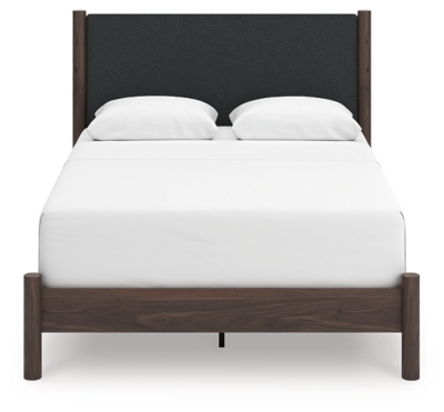 Click here for Cadmori Queen Upholstered Panel Bed  Brown prices