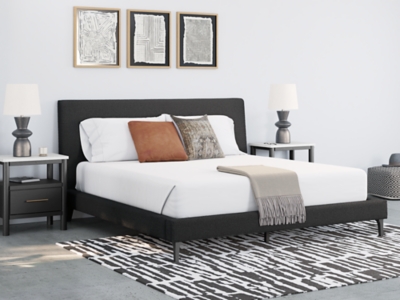 Click here for Cadmori King Upholstered Bed with Roll Slats  Blac... prices