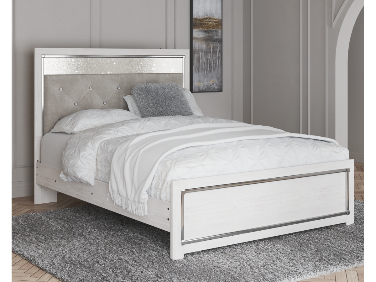 Altyra Queen Panel Bed with Upholstered Headboard Ashley