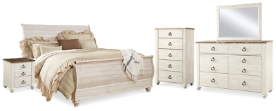 Click here for Willowton King Sleigh Bed with Mirrored Dresser  C... prices