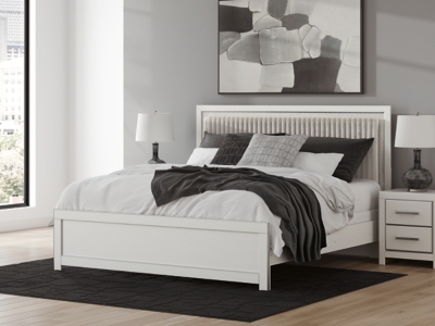 Click here for Birmonton King Upholstered Panel Bed  White prices