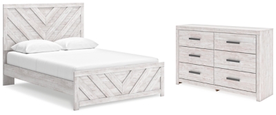 Click here for Cayboni Queen Panel Bed with Dresser  Whitewash prices