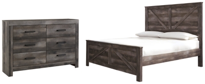 Click here for Wynnlow King Crossbuck Panel Bed with Dresser  Gra... prices