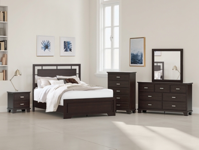 Click here for Covetown Queen Panel Bed  Dark Brown prices