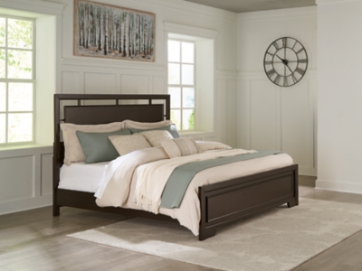 Click here for Covetown King Panel Bed  Dark Brown prices
