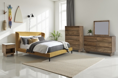 Click here for Maloken Queen Wingback Upholstered Platform Bed  M... prices