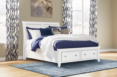 Click here for Trulani Queen Sleigh Storage Bed  White prices