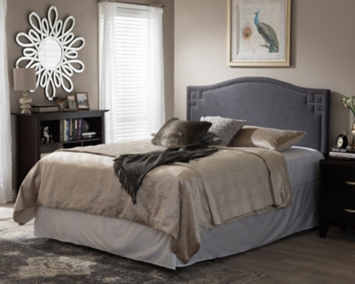 Click here for Upholstered Nail Head Queen Headboard  Dark Gray prices