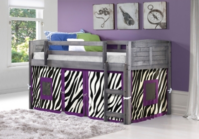 Click here for Kids Louvered Twin Low Loft Bed With Tent  Antique... prices