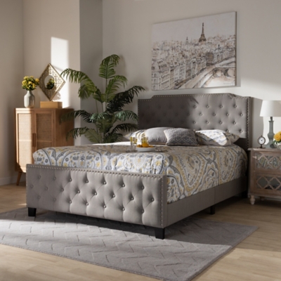 Click here for Marion Upholstered Button Tufted Panel Bed  Gray prices