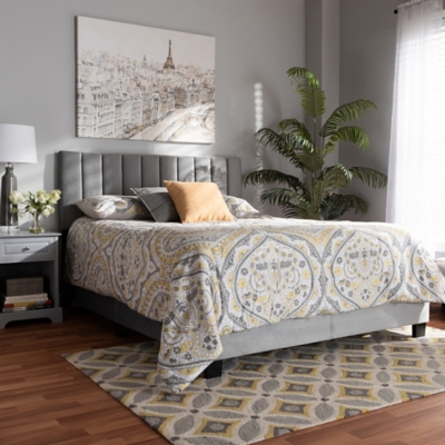 Click here for Clare Velvet Upholstered Panel Bed  Gray prices