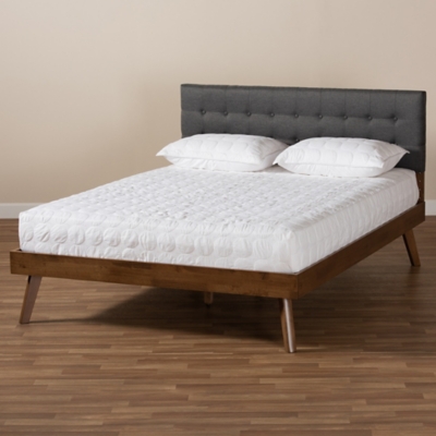 Devan Mid-Century Upholstered Wood King Platform Bed | Ashley Furniture ...