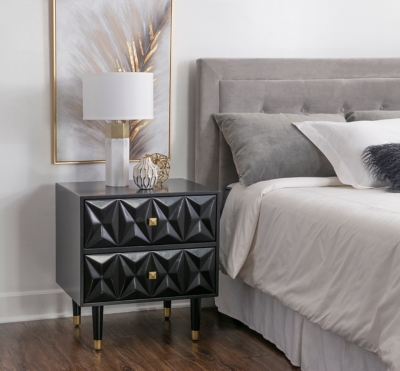 Click here for Linon Geo Texture 2 Drawer Nightstand  Black prices