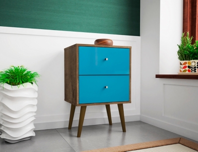 Click here for Liberty 2 Drawer Nightstand  Rustic Brown/Aqua Blu... prices