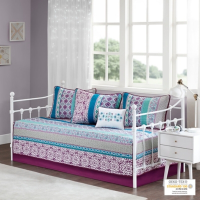 Click here for Adley 6 Piece Boho Reversible Daybed Set  Purple prices