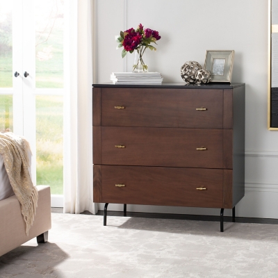 Click here for Safavieh Genevieve 36 3 Drawer Dresser  Walnut/Bla... prices