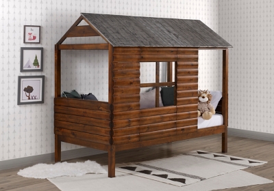 Click here for Donco Kids Twin Log Cabin Low Loft Rustic Walnut prices
