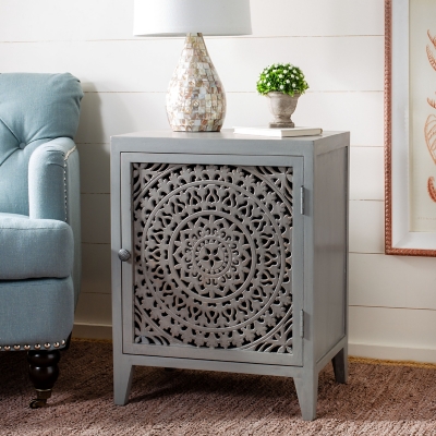 Click here for Thea 1 Door Carved Nightstand  Gray Walnut prices