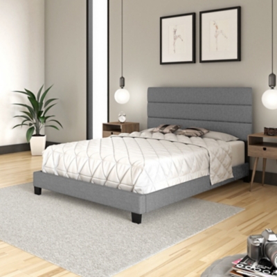 Click here for Brayan Upholstered Linen Platform Bed  Gray prices