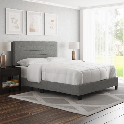 Click here for Aurelius Upholstered Linen Platform Bed  Gray prices