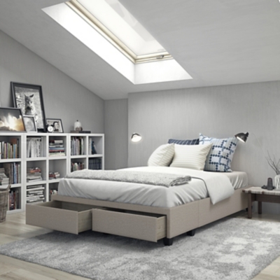 Click here for Kalinda Upholstered Linen Storage Bed  White prices