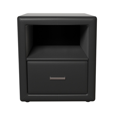 Black faux leather nightstand store